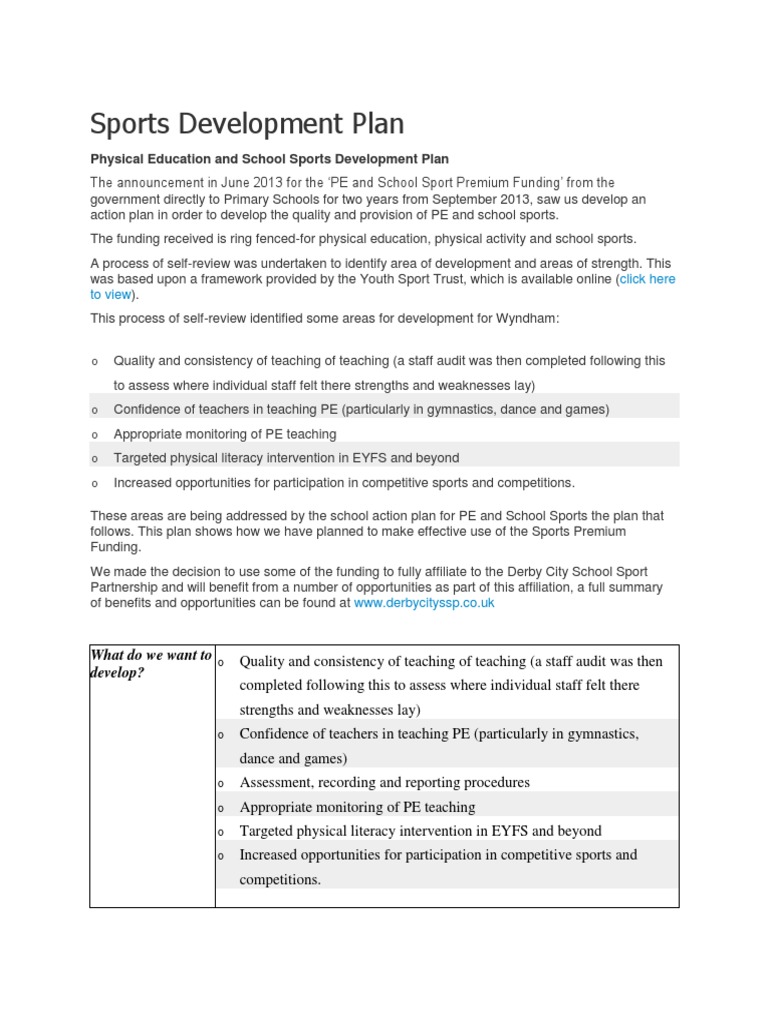 Physical Education and School Sports Development Plan | PDF | Physical ...