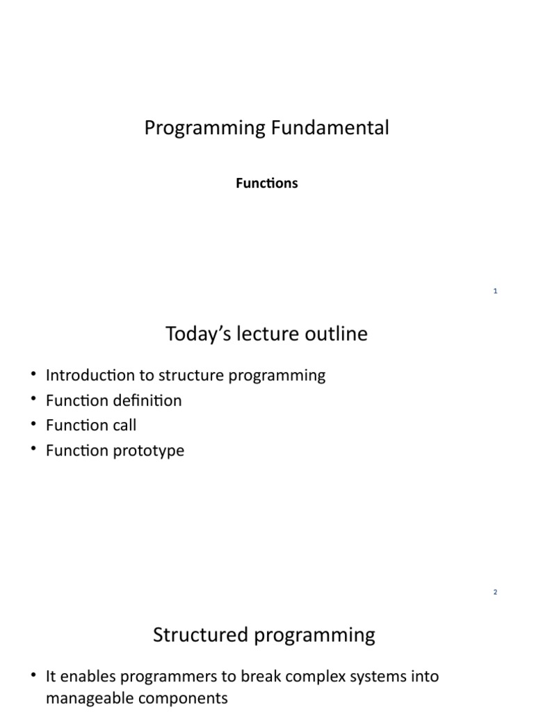 Programming Fundamental Functions Pdf Parameter Computer Programming Subroutine 3314