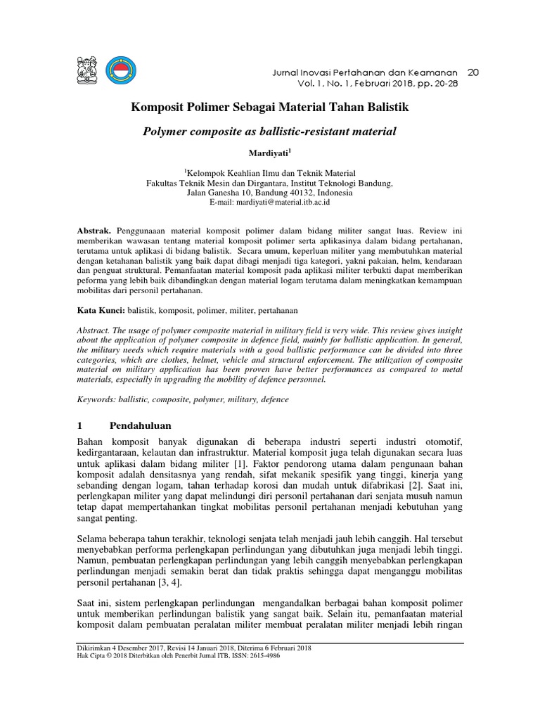 Komposit Polimer Sebagai Material Tahan Balistik | PDF