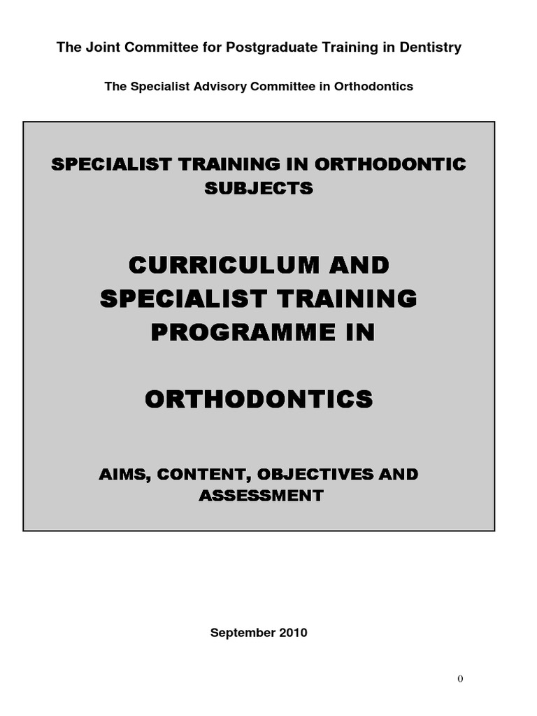 Orthodontic Specialist Training Curriculum | PDF | Orthodontics ...