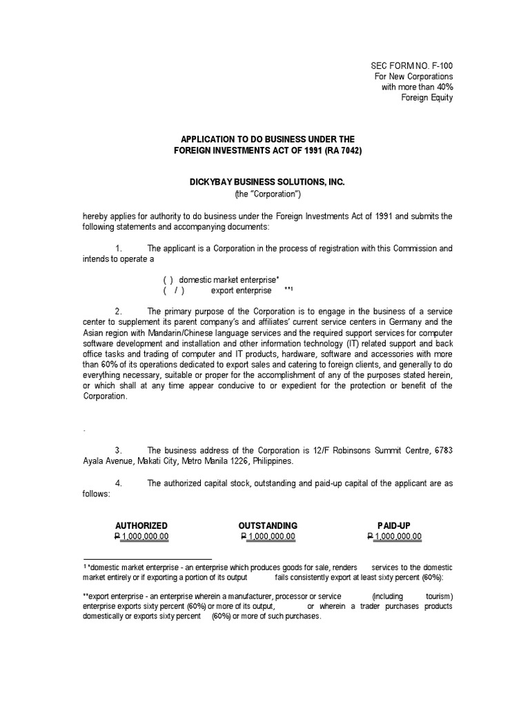 SEC Form Sample | PDF | Exports | U.S. Securities And Exchange Commission