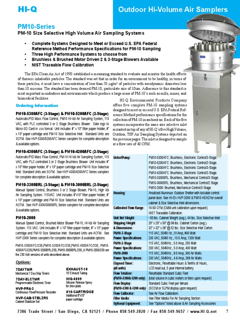 PM10-Series: PM-10 Size Selective High Volume Air Sampling Systems ...