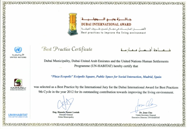 12 - Dubai International Award Best Practice Certificate - Plaza ...