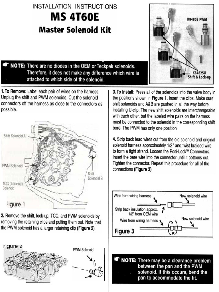 4T60E Master Solenoid Installation Guide | PDF