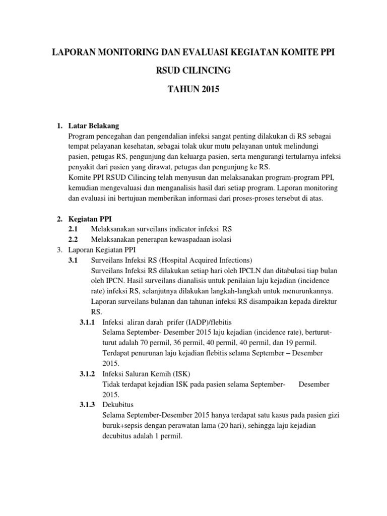 Laporan Monitoring Dan Evaluasi Kegiatan Komite Ppi | PDF
