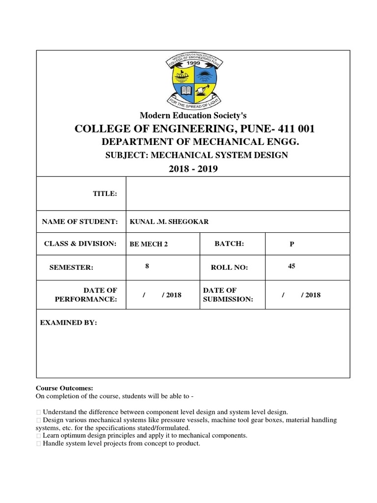 MSD Front Page | PDF | Machines | Engineering