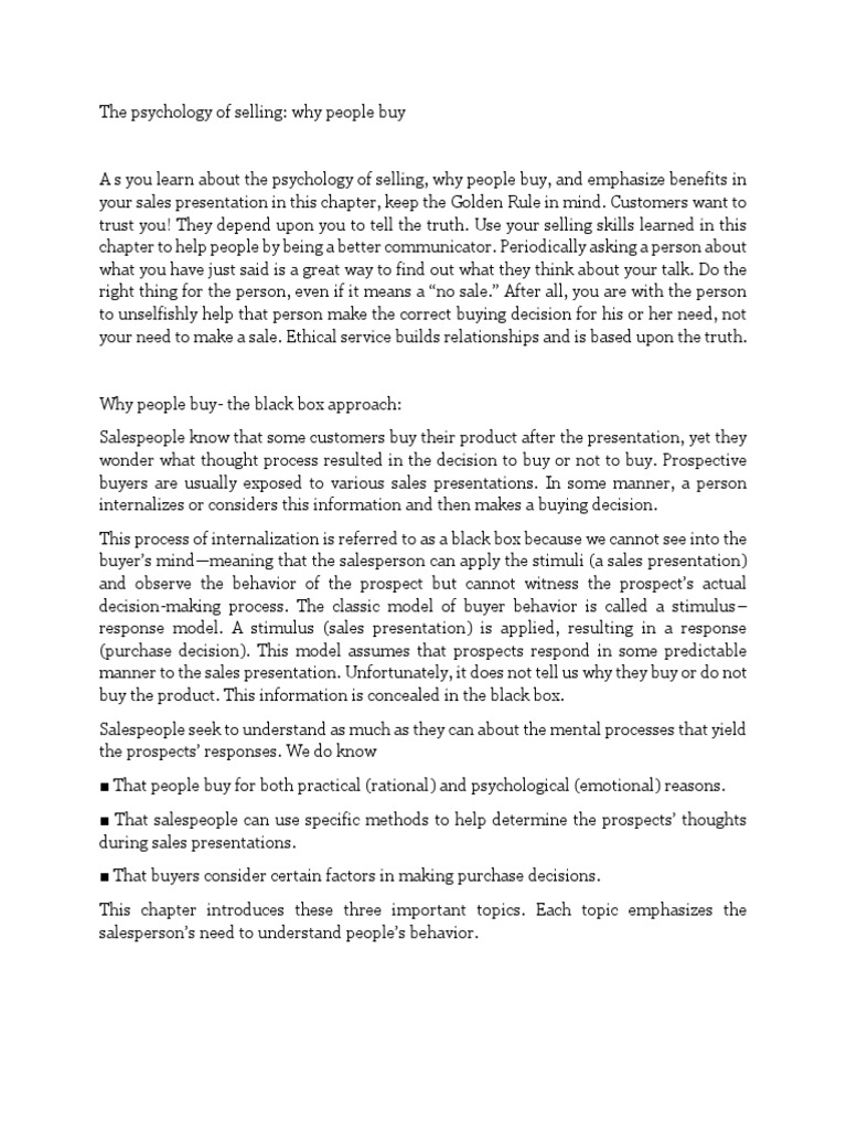 Selling As A Profession | PDF | Sales | Perception