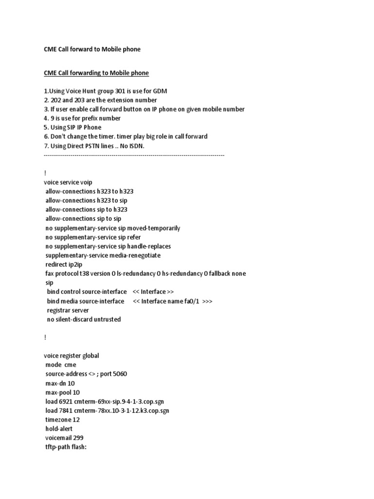 CME Call Forward To Mobile Phone | PDF | Session Initiation Protocol | Voice Over Ip