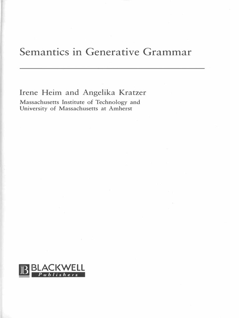 Heim, Kratzer - 1998 - Semantics in Generative Grammar PDF | PDF | Set (Mathematics) | Function ...