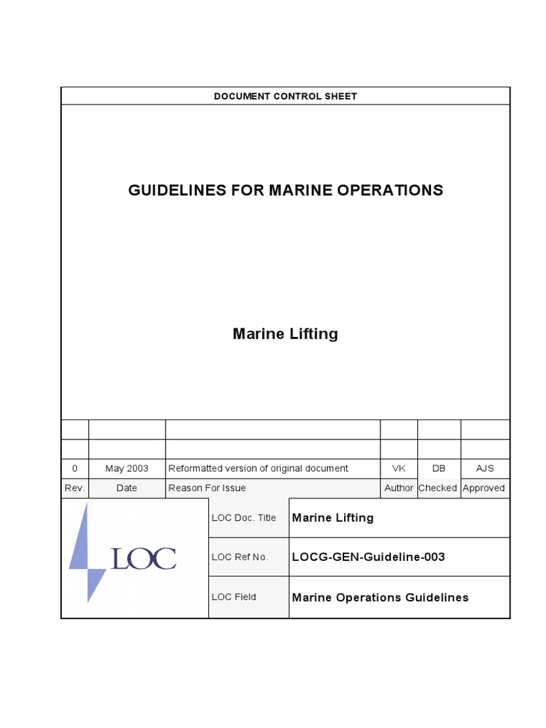 Marine Lifting Guidelines for Operations | PDF | Crane (Machine ...
