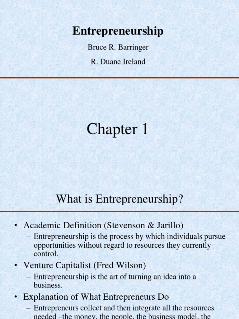 Entrepreneurship: Bruce R. Barringer R. Duane Ireland | PDF ...