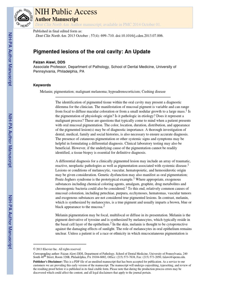 Oral Pigmented | PDF | Melanoma | Adrenocorticotropic Hormone