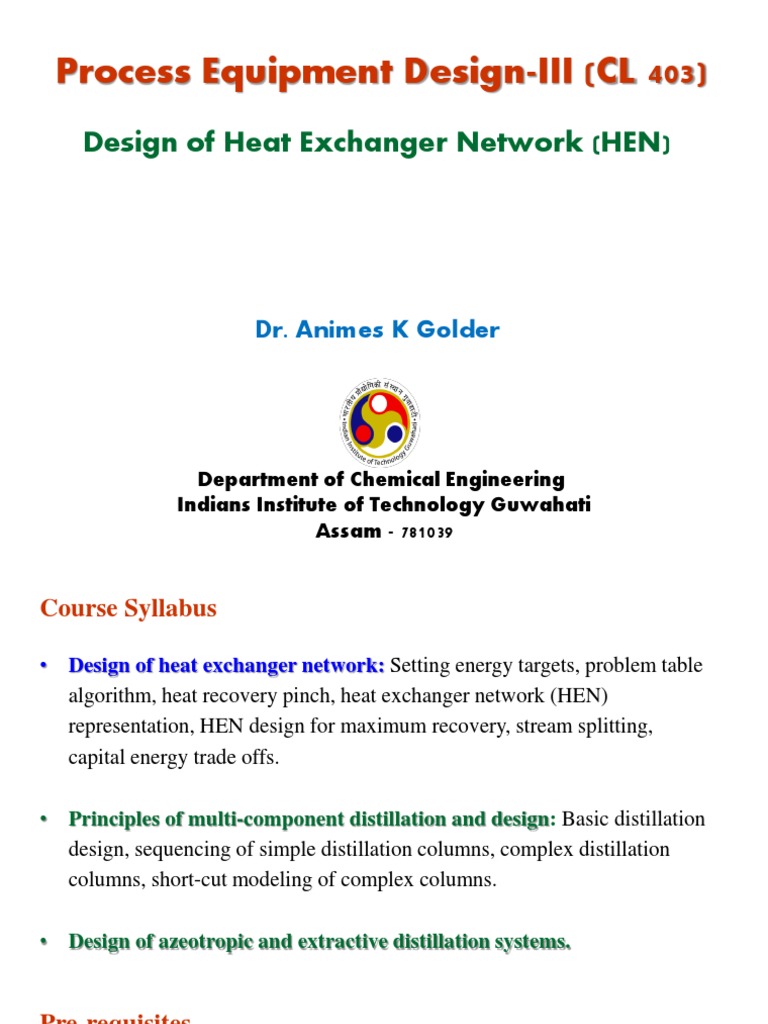 PED-III - Heat Exchanger Networks - AK Golder PDF | PDF | Heat Exchanger | Heat