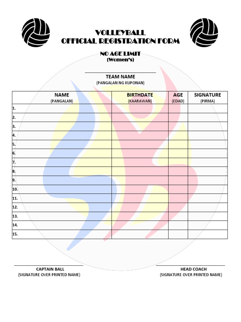 Volleyball Team Registration Form | PDF