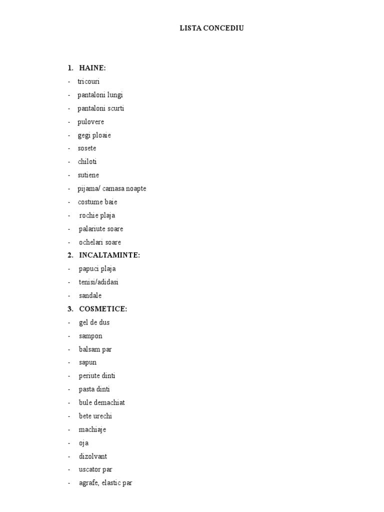 Lista Concediu | PDF