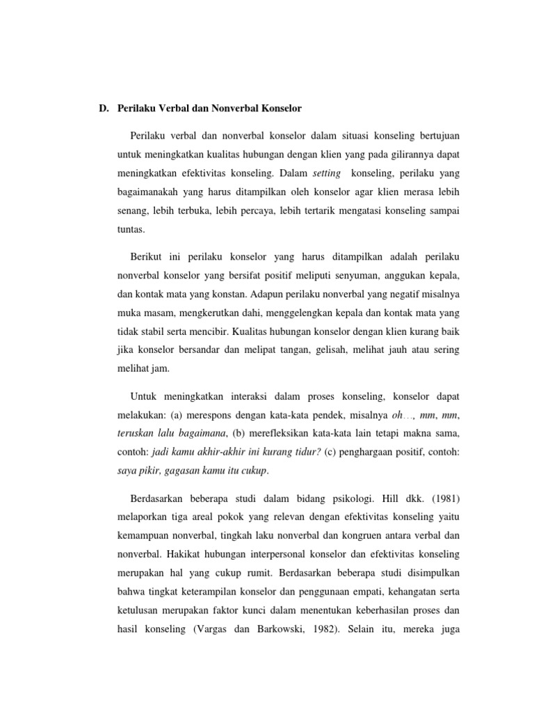 Perilaku Verbal dan Nonverbal Konselor | PDF