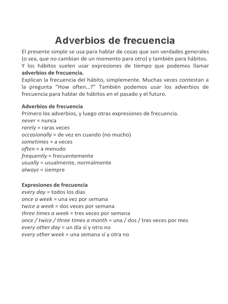adverbios de frecuencia