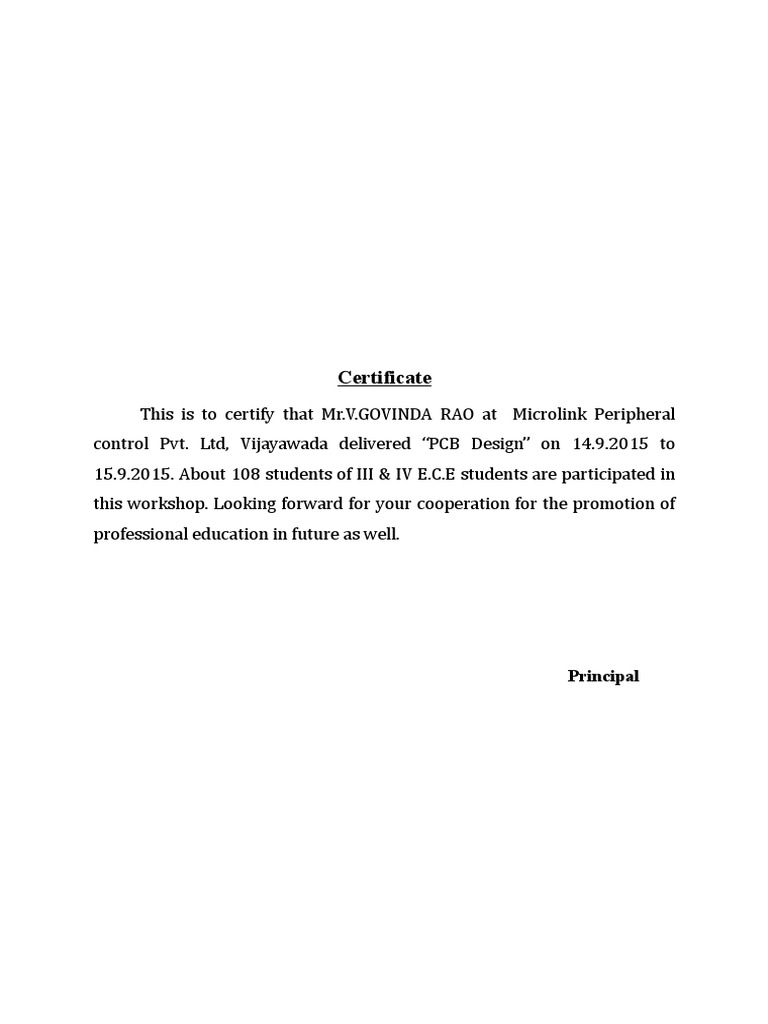 Certificate: Principal | PDF