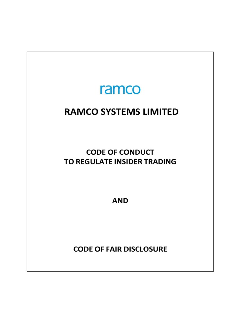 Code of Conduct To Regulate Insider Trading Code of Fair Disclosure ...