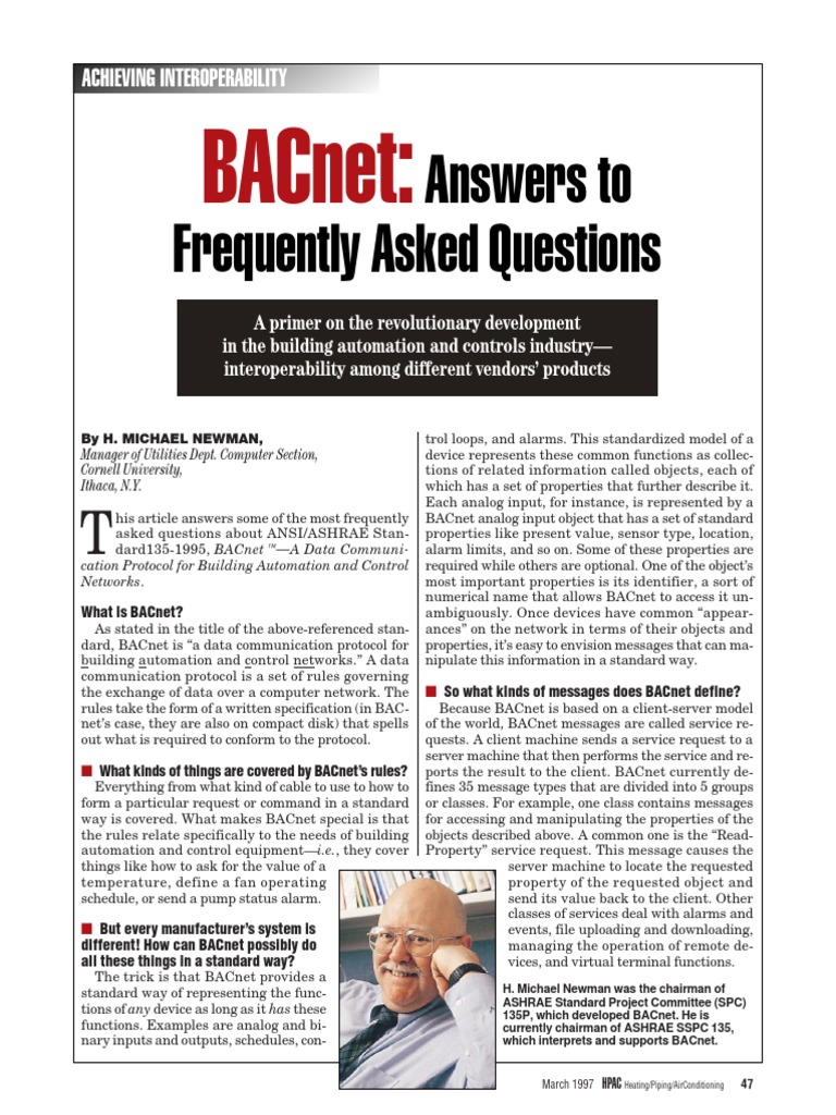 Answers To Frequently Asked Questions: Bacnet | PDF | Computer Network | Engineering