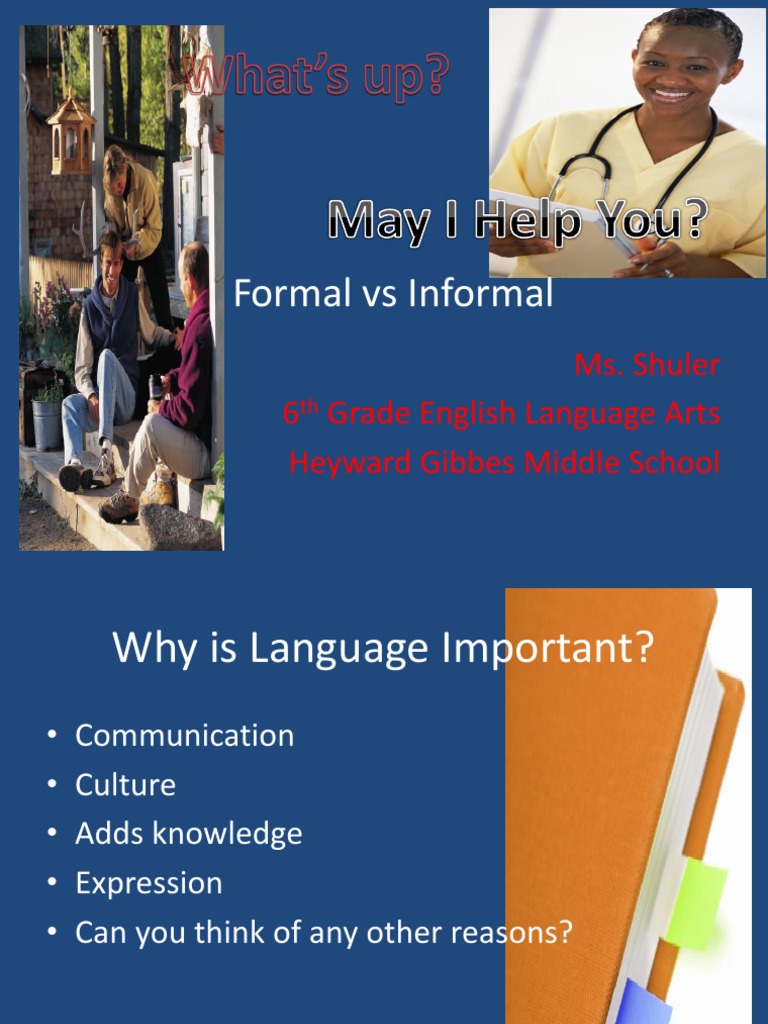 Formal Vs Informal: Ms. Shuler 6 Grade English Language Arts Heyward ...