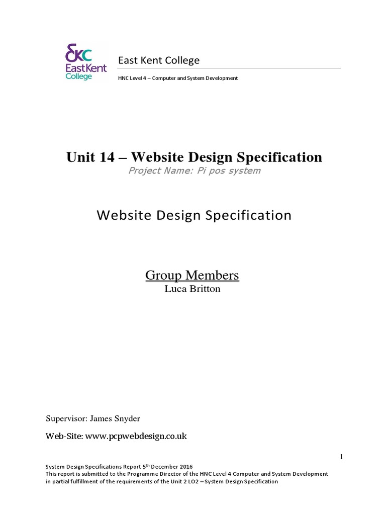 Web Design Specification | PDF | Point Of Sale | Websites