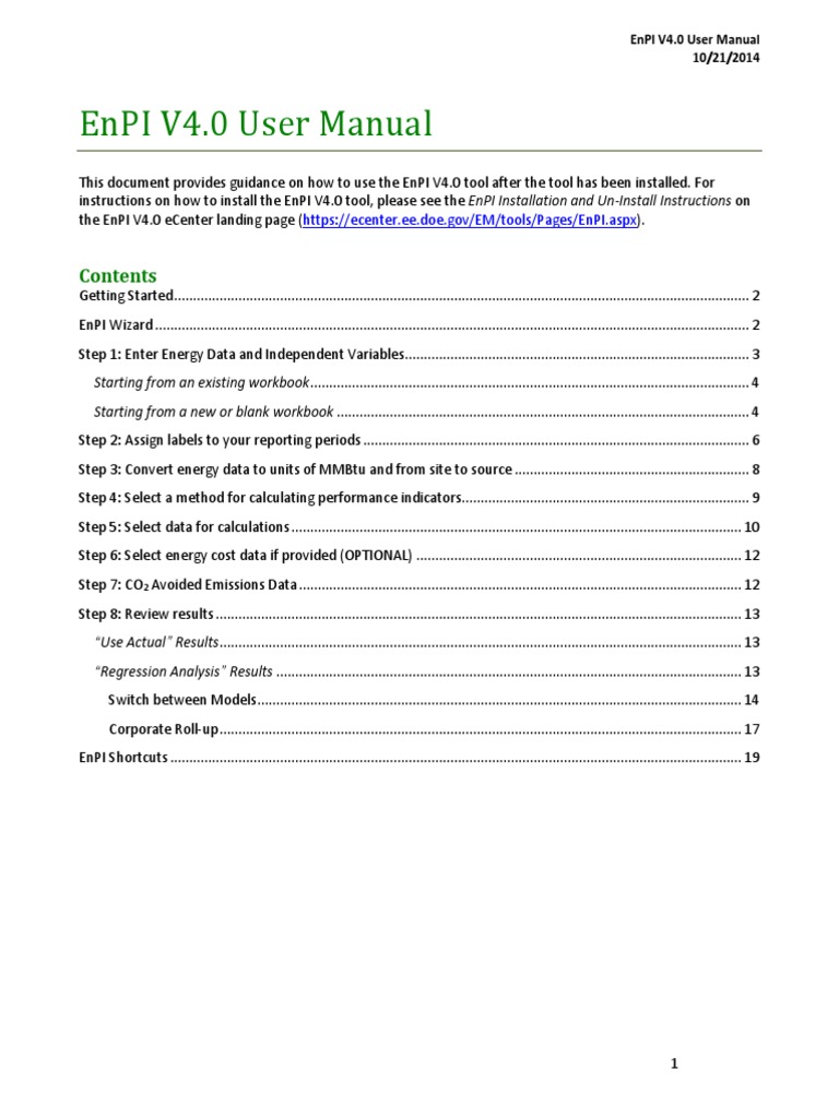 EnPI Tool User Manual v4.0 | PDF | Regression Analysis | Coefficient Of ...