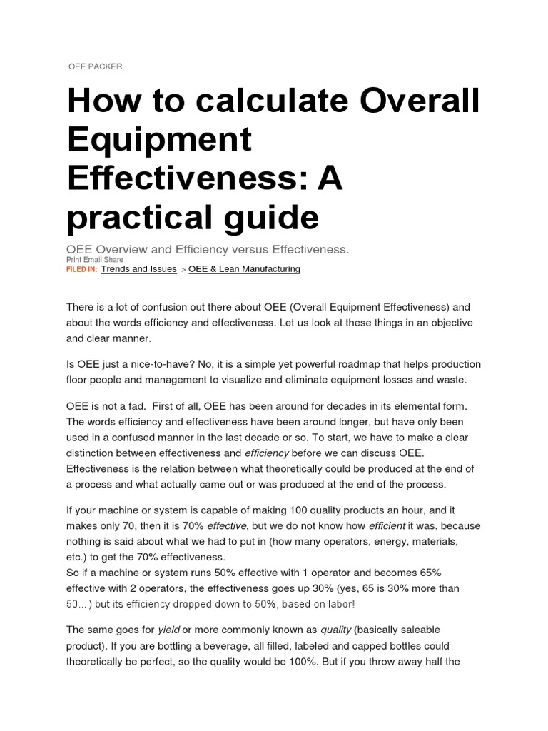 How To Calculate Overall Equipment Effectiveness: A Practical Guide ...
