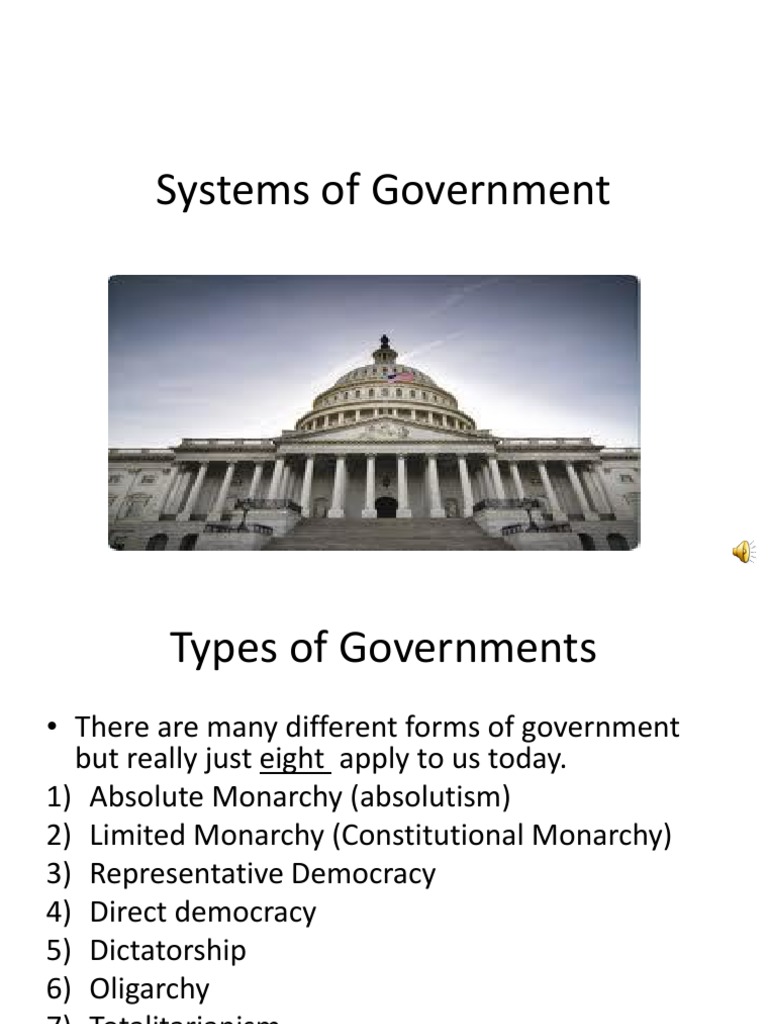 Overview of Government Types | PDF | Monarchy | Absolute Monarchy