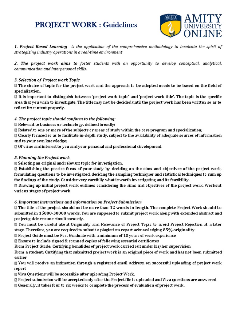 PROJECT WORK: Guidelines: Strategizing Industry Operations in A Real-Time Environment | PDF ...