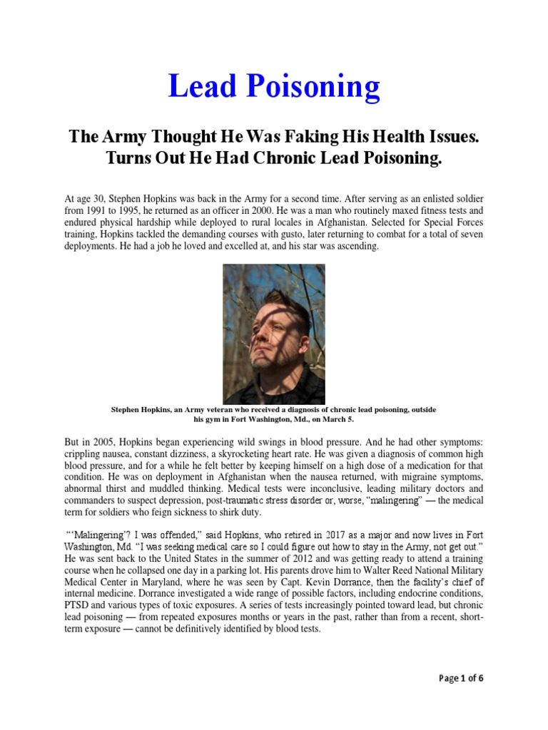 Lead Poisoning | PDF | Lead | Clinical Medicine