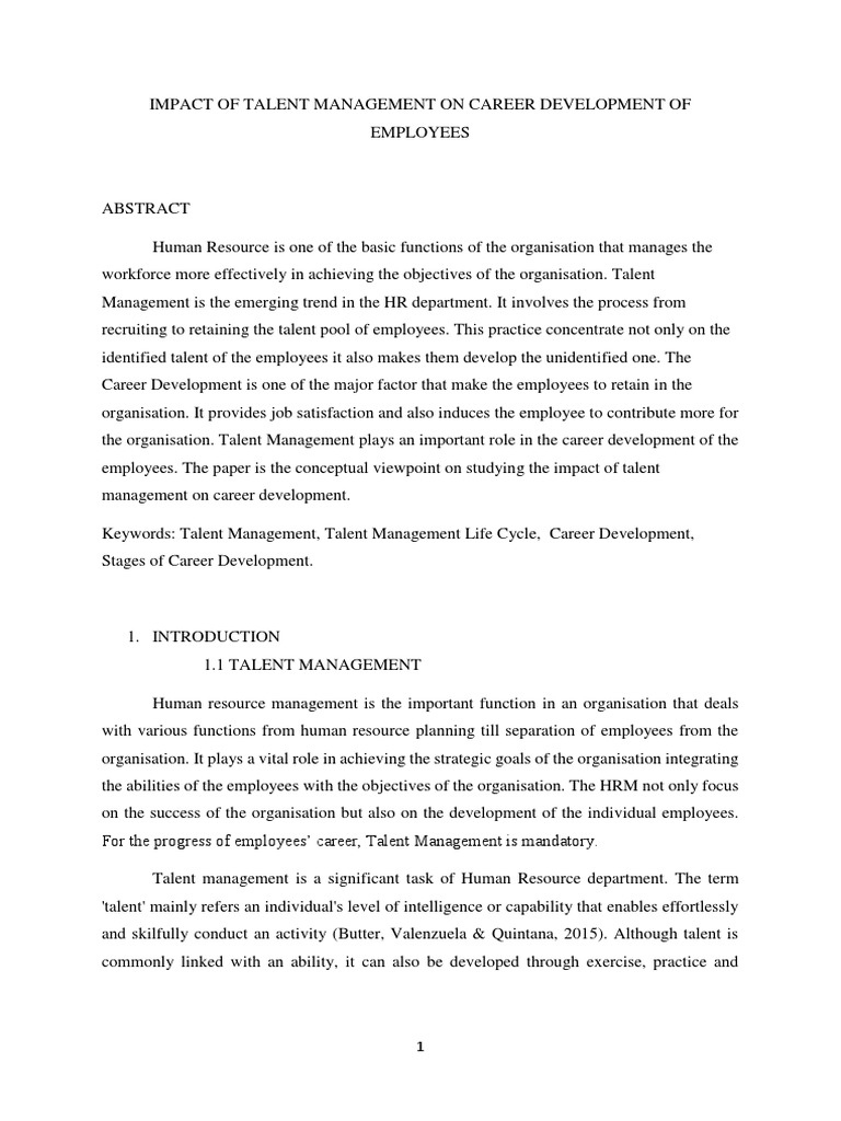 Impact of Talent Management On Career Development of Employees | PDF ...
