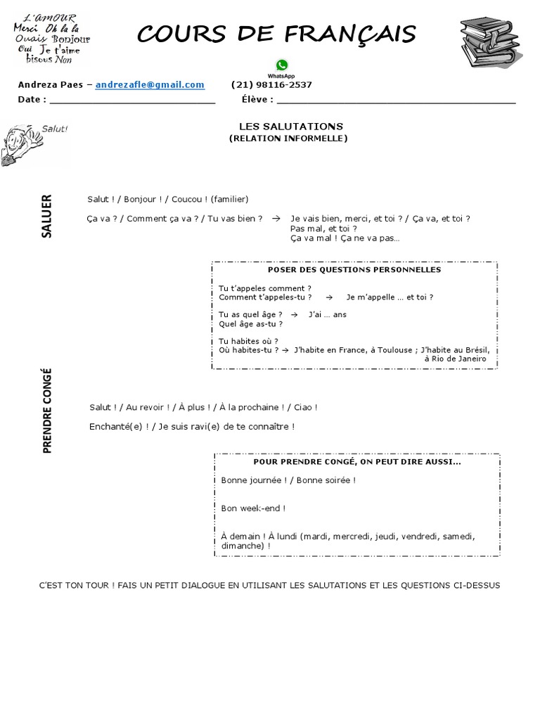 Les Salutations - Des Relations Informelles Et Formelles | PDF