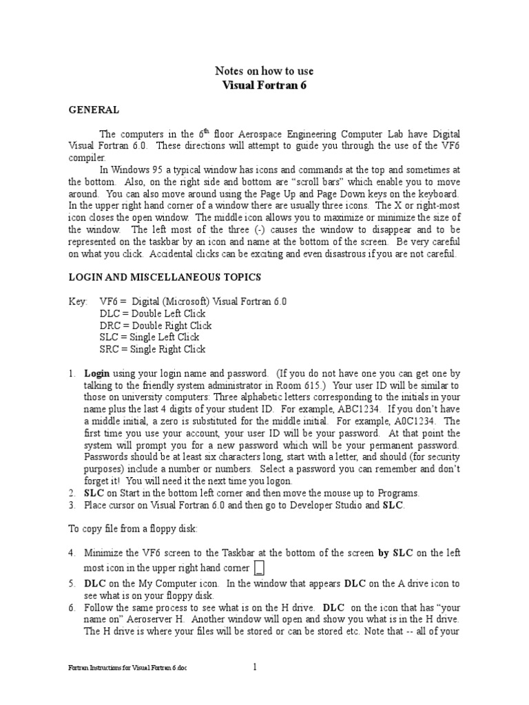 Fortran Instructions For Visual Fortran 6 | PDF | Subroutine | Computer File