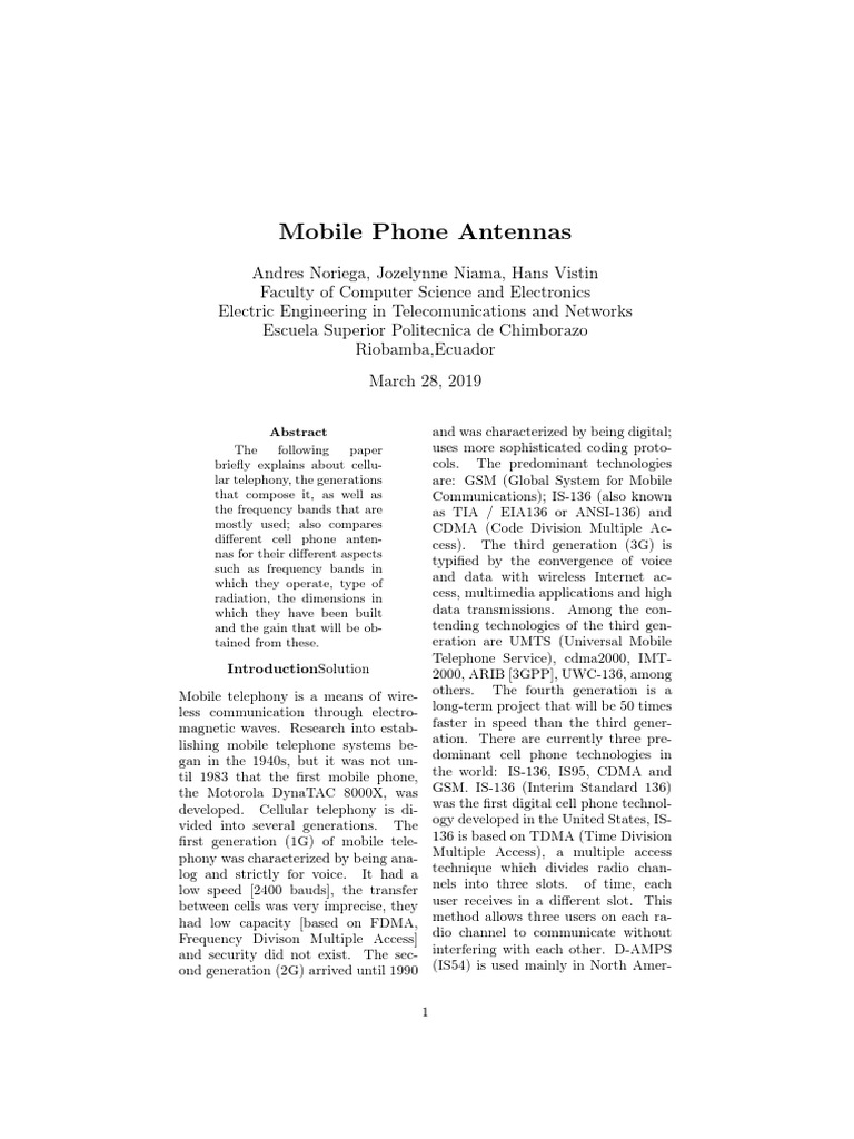Mobile Phone Antennas | PDF | Cellular Network | Channel Access Method