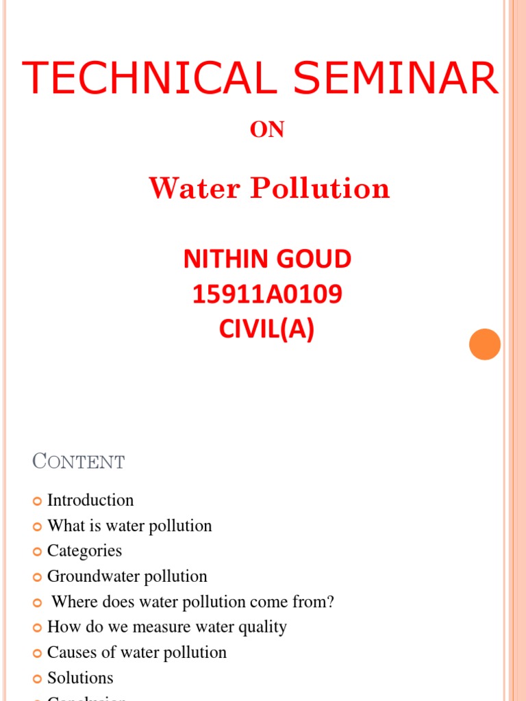 Water Pollution PPT Civil NITHIN | PDF | Water Pollution | Groundwater