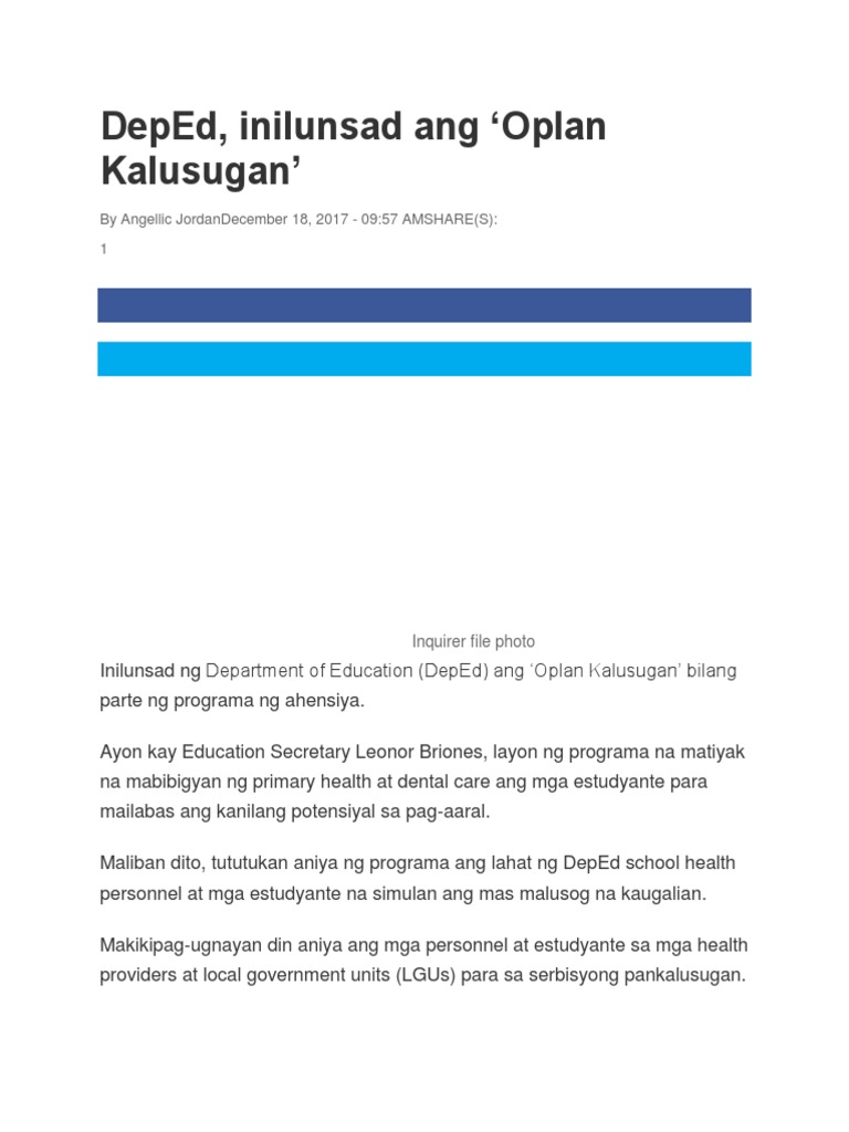 Deped Oplan | PDF