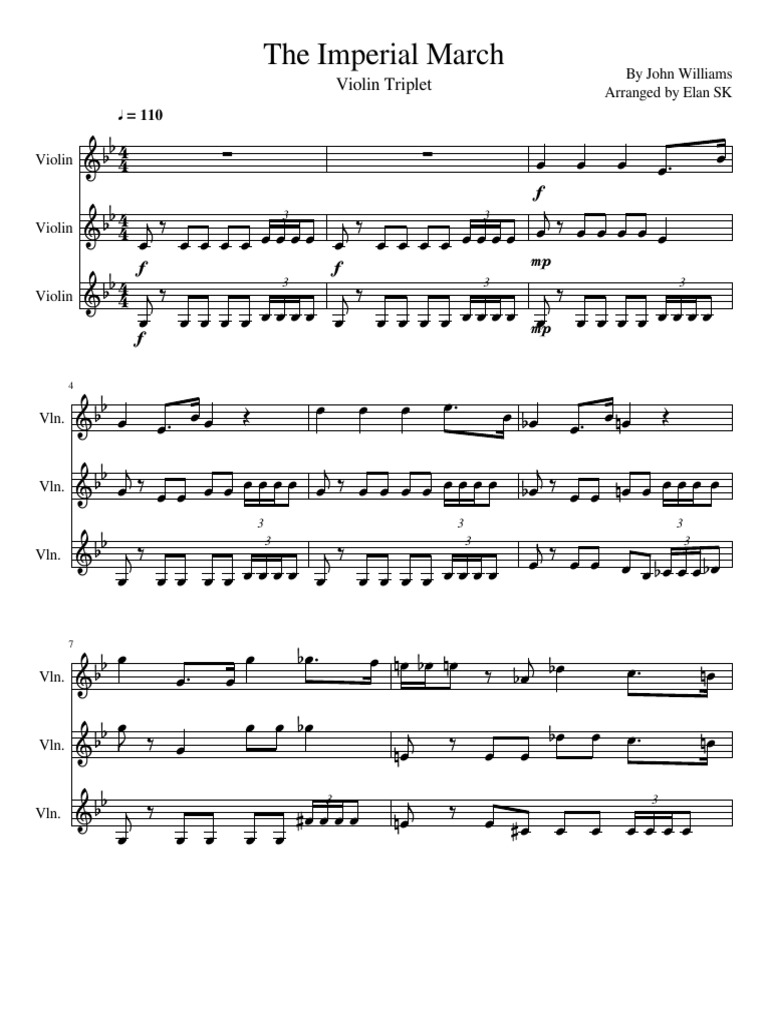An Arrangement of John Williams' Iconic Imperial March for Violin ...