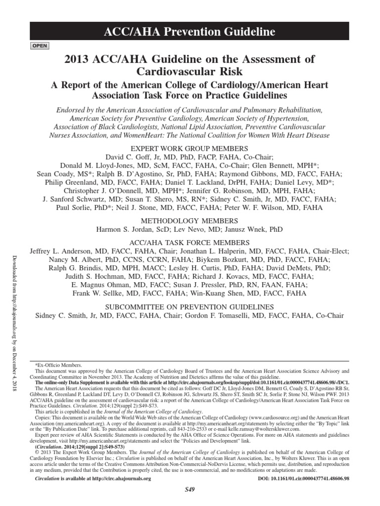 ACC AHA 2013 Guideline On The Assessment of Cardiovascular Risk | PDF ...