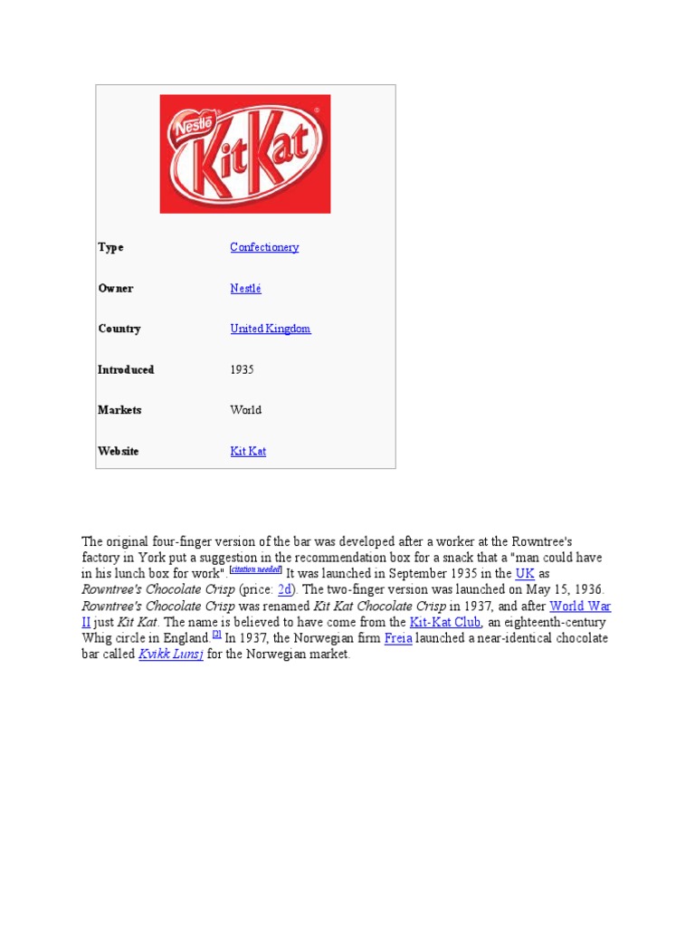 Confectionery: UK 2d World War II Kit-Kat Club Freia | Download Free ...