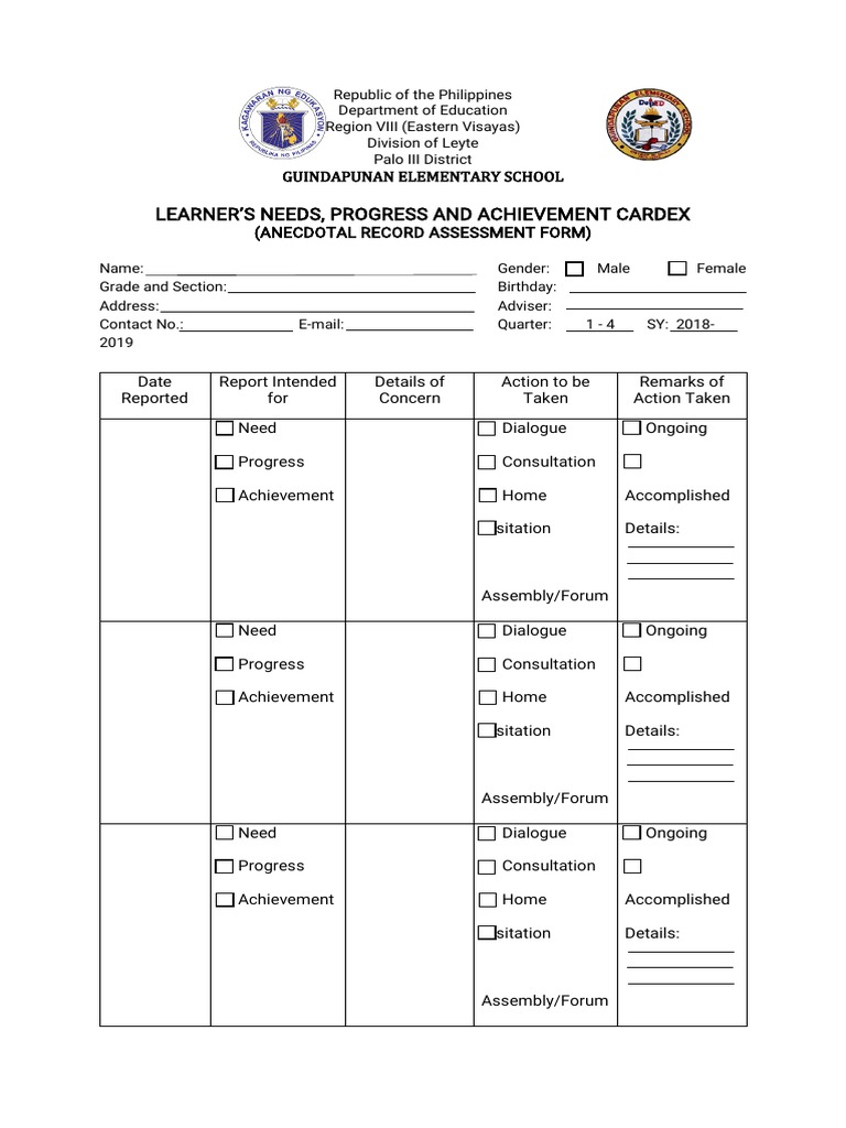 Anecdotal Record RPMSModule12 | PDF