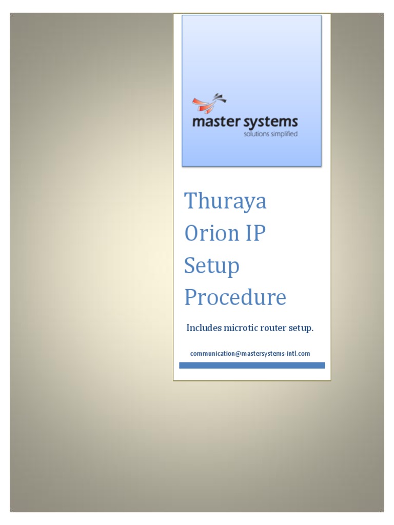 Thuraya Orion IP Setup Procedure Ver 1.0 PDF | PDF