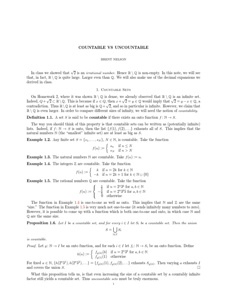 Countable Vs Uncountable | PDF | Mathematical Logic | Mathematical Concepts