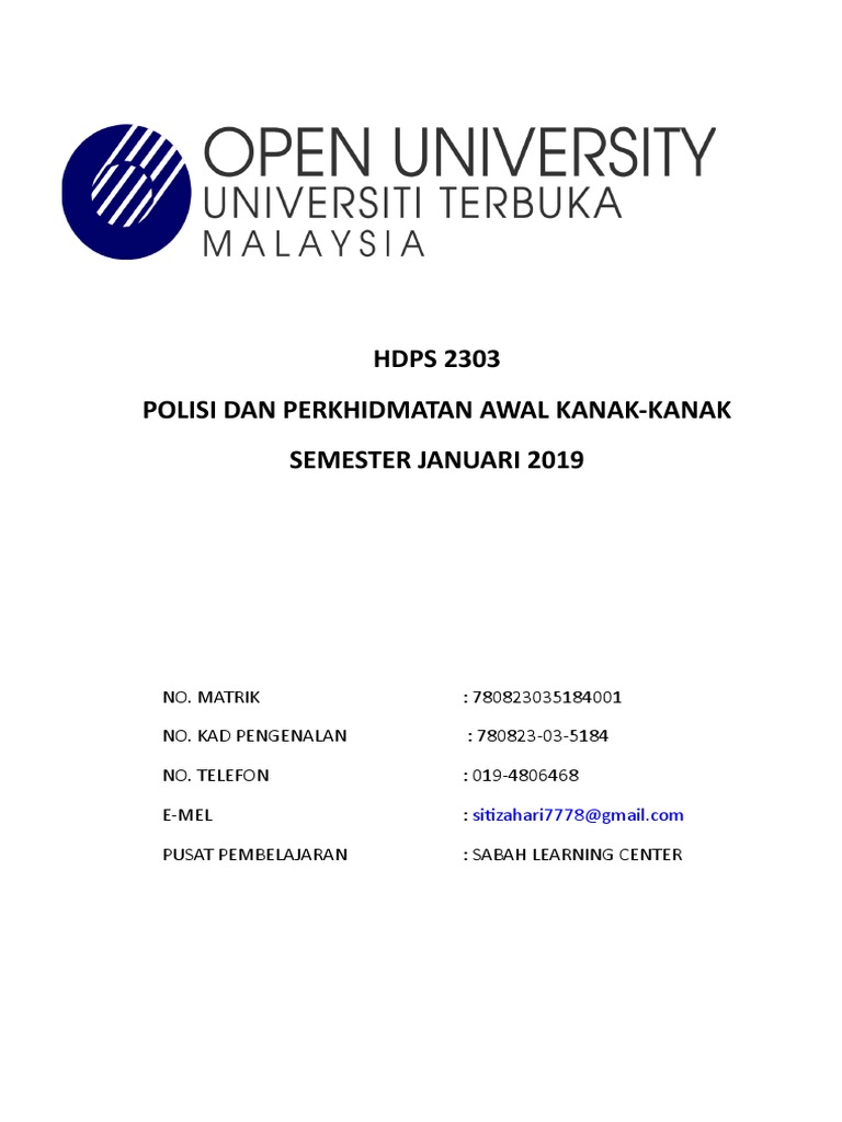 Cover Tugasan Hdps 2303 | PDF