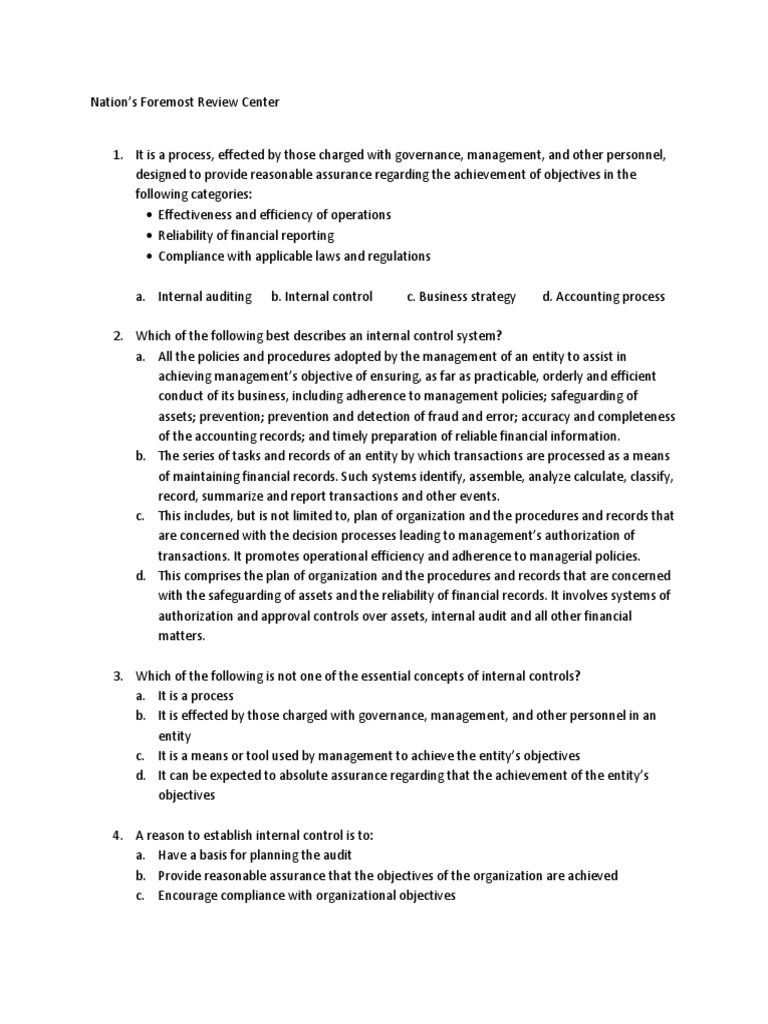 Understanding Internal Controls: A Review of the Key Concepts and ...