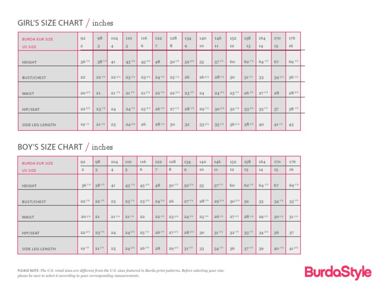 SizeChart Kids Inches PDF | PDF | Clothing | Fashion