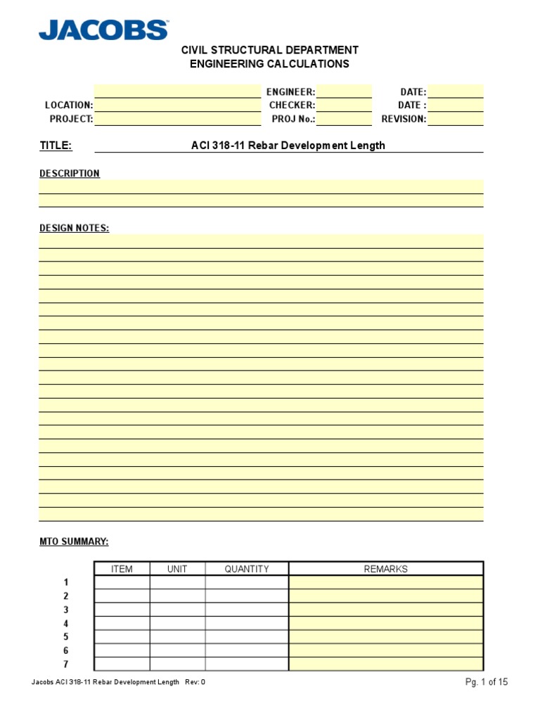 ACI 318-11 Rebar Development Length Guide | PDF | Building Materials ...