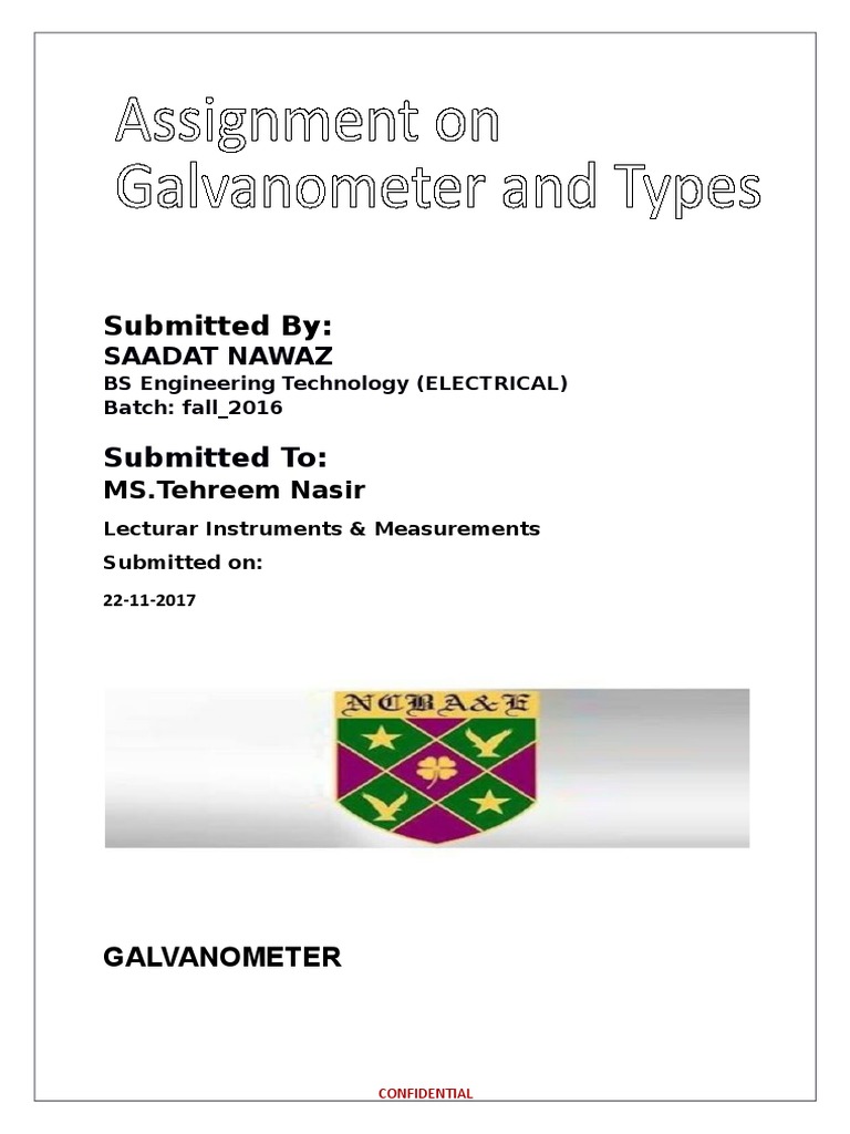 Assignment of Galvanometer | PDF | Electrodynamics | Mechanics