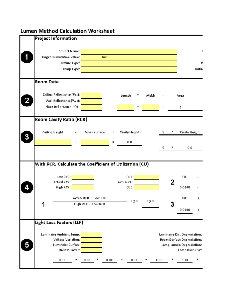Lumen Method Worksheet SI v2 | PDF | Equipment | Electrical Components