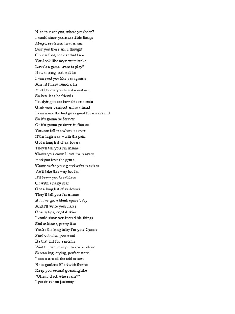 Blank Space Taylor Swift | PDF